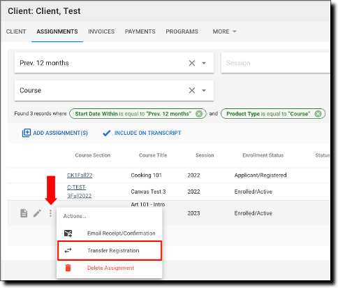 CLIENTS: Transfer Registration/Payment – Client to Client