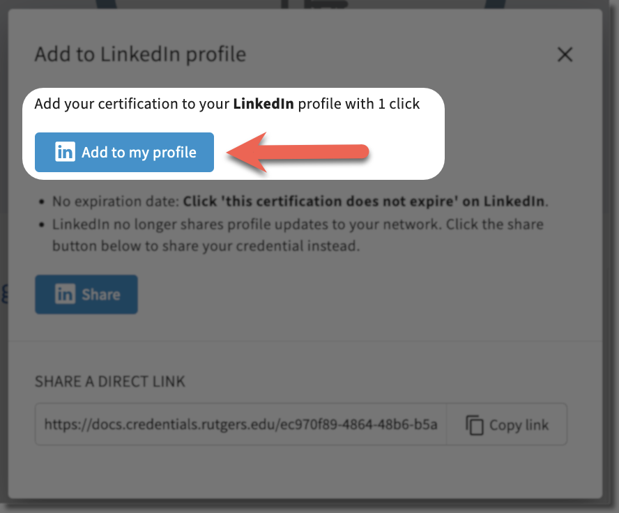 How Do I Share My Credential to LinkedIn?