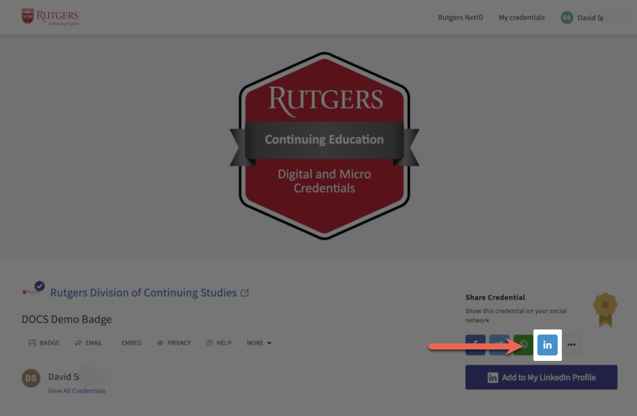 How Do I Share My Credential to LinkedIn?
