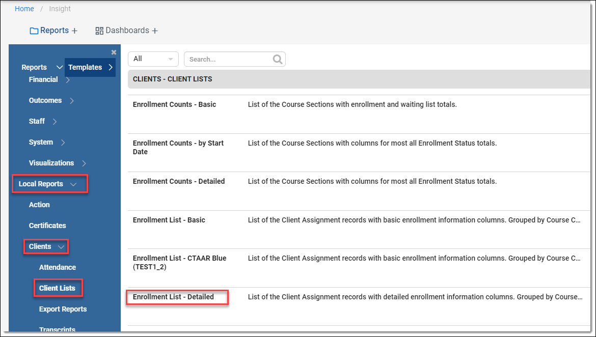 INSIGHT: Enrollment Lists (Detailed)
